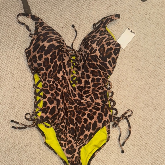 Bar III | Swim | Bar Iii Leopard Print Swimsuit With Neon Trim | Poshmark